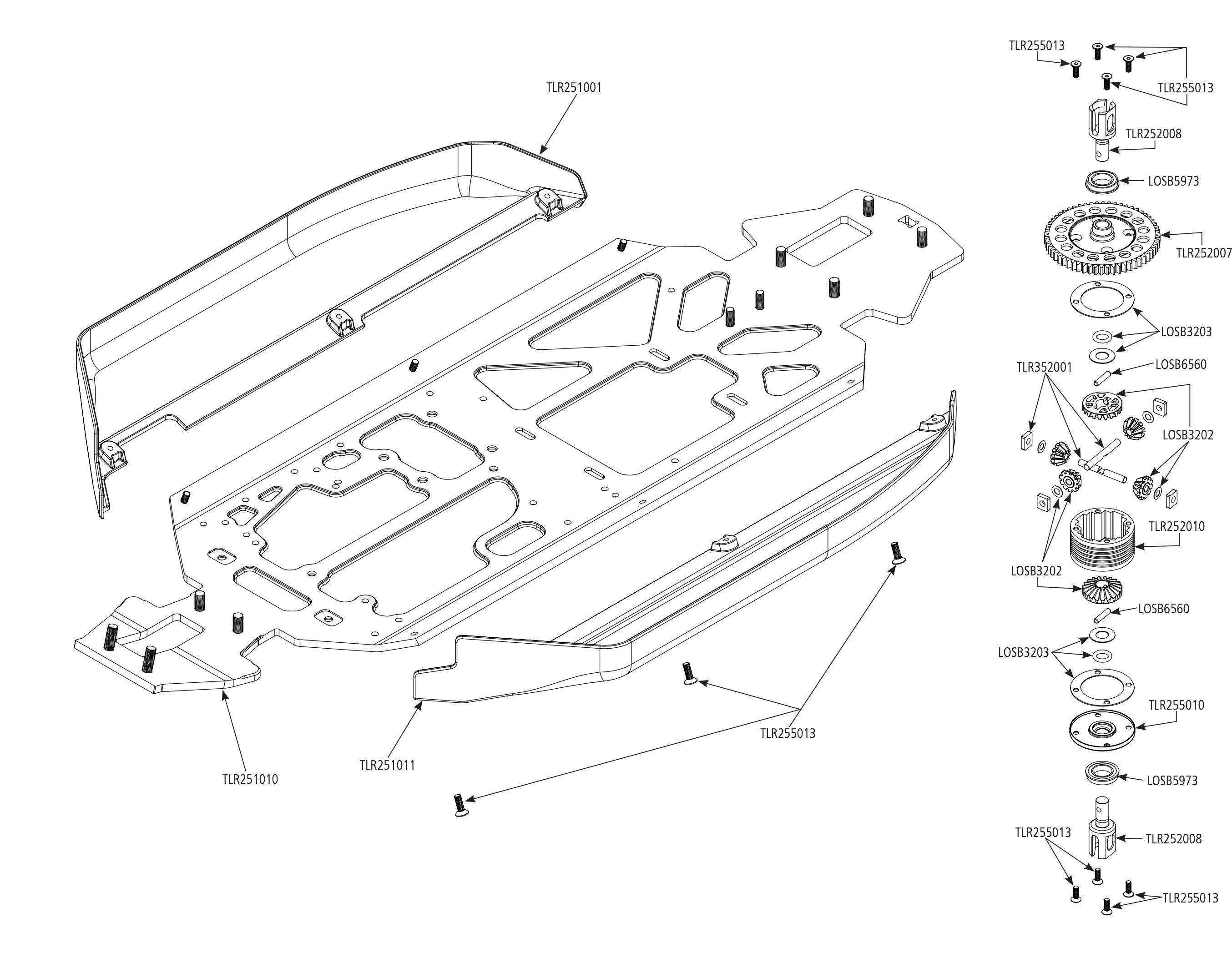 Diagram - TLR Chassis / Gears