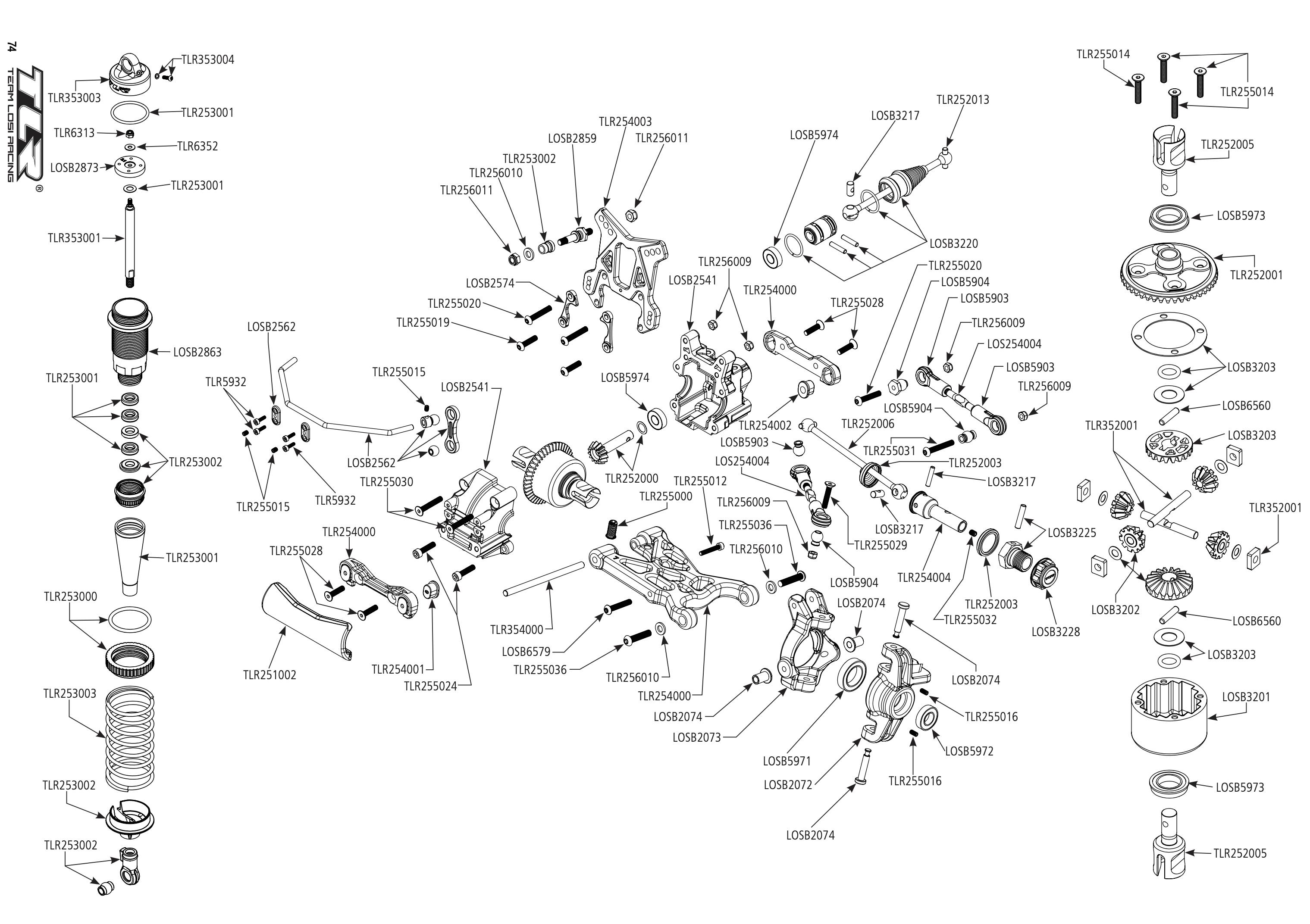 Diagram - TLR Gears / Shocks